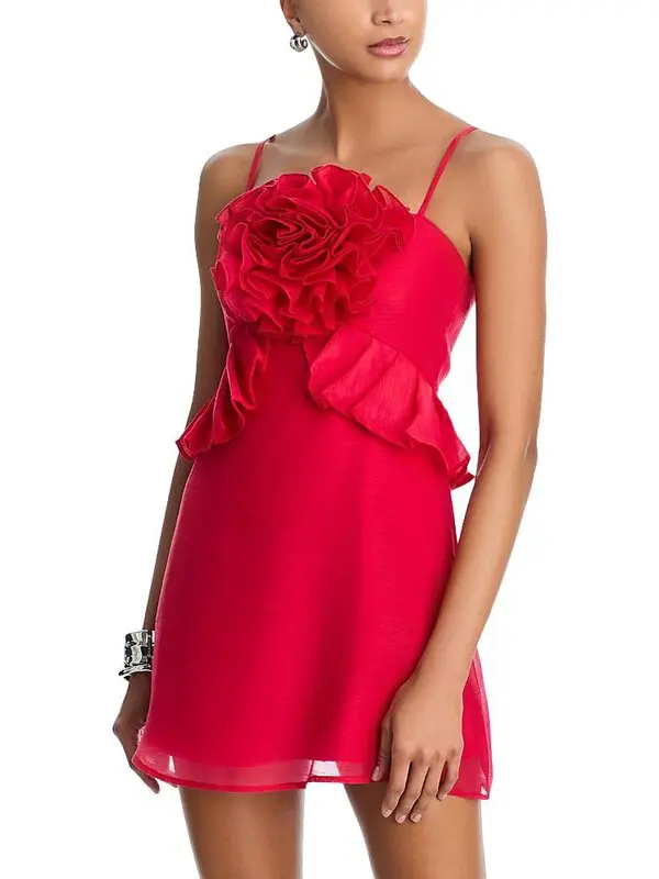Aqua Rosette Mini Dress Exclusive - Red