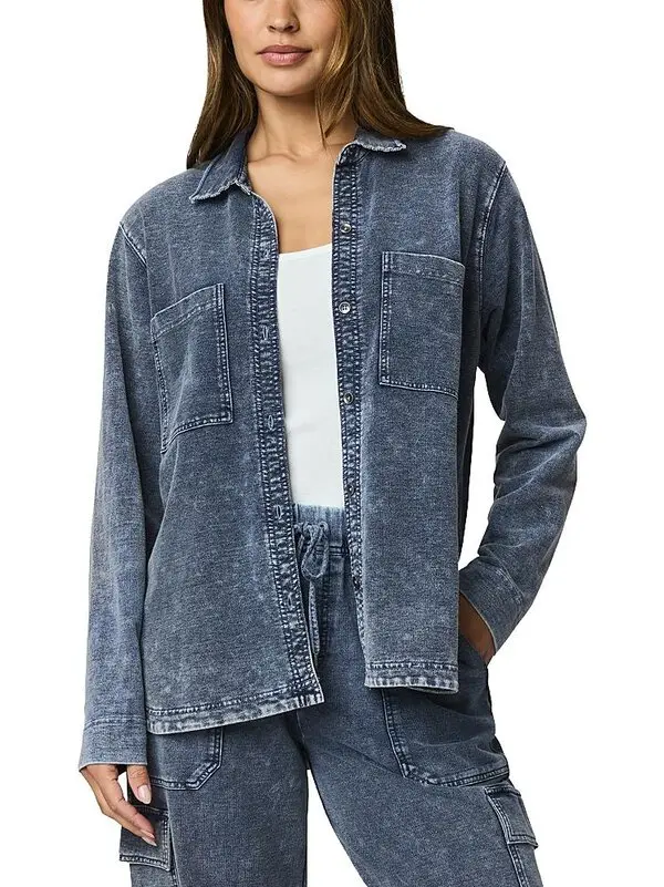 Splendid Gwen Terry Button-front Shirt - Indigo