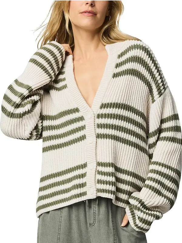 Splendid Alexandra Stripe Cardigan - Moonstone/ Soft Vob