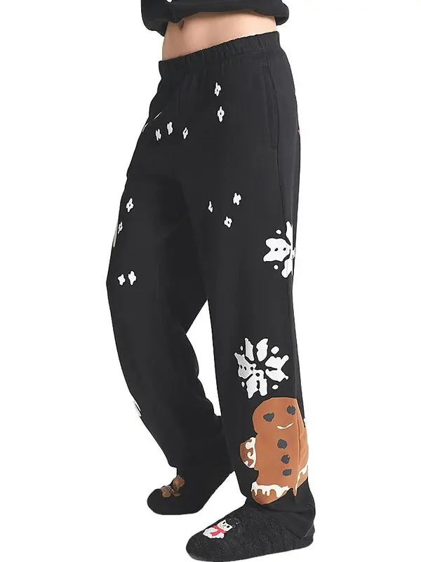 SKIMS Fleece Pants - Onyx Gingerbread Print
