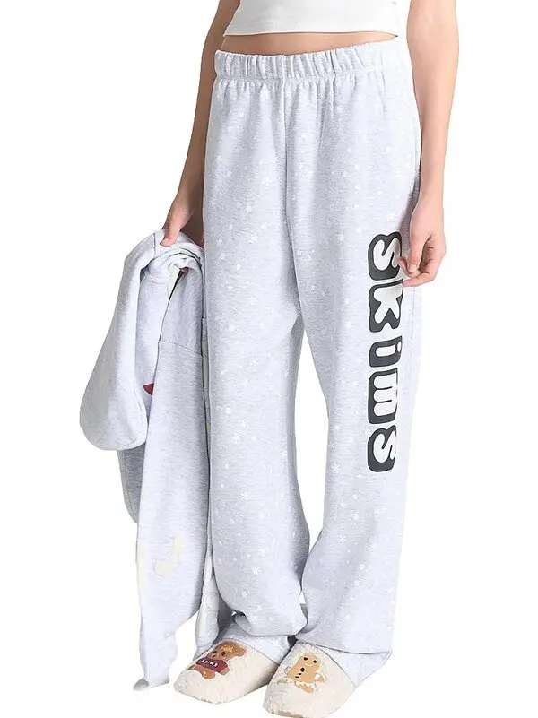 SKIMS Fleece Pants - Snow Print