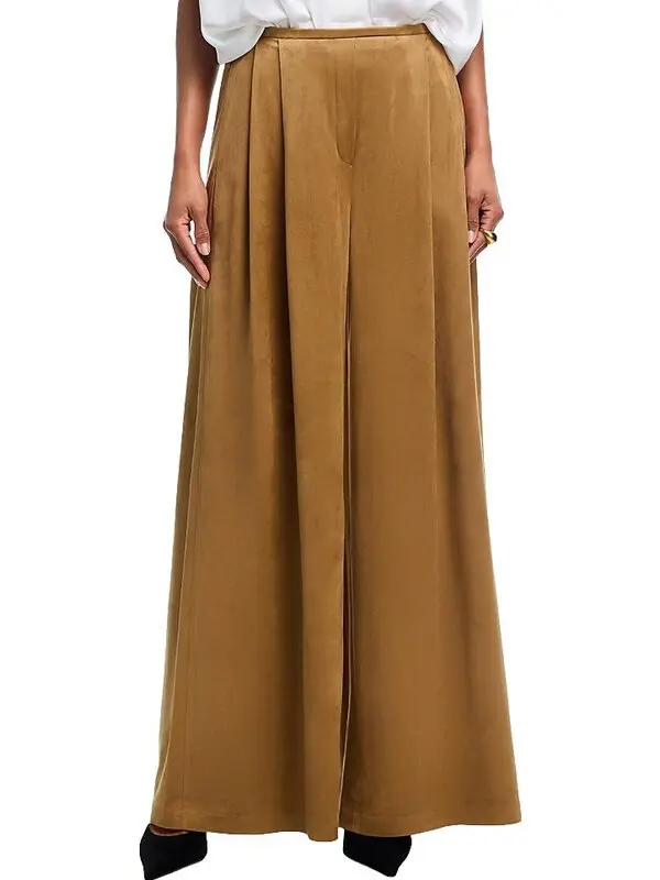 Norma Kamali Pleated Wide-leg Pants - Camel