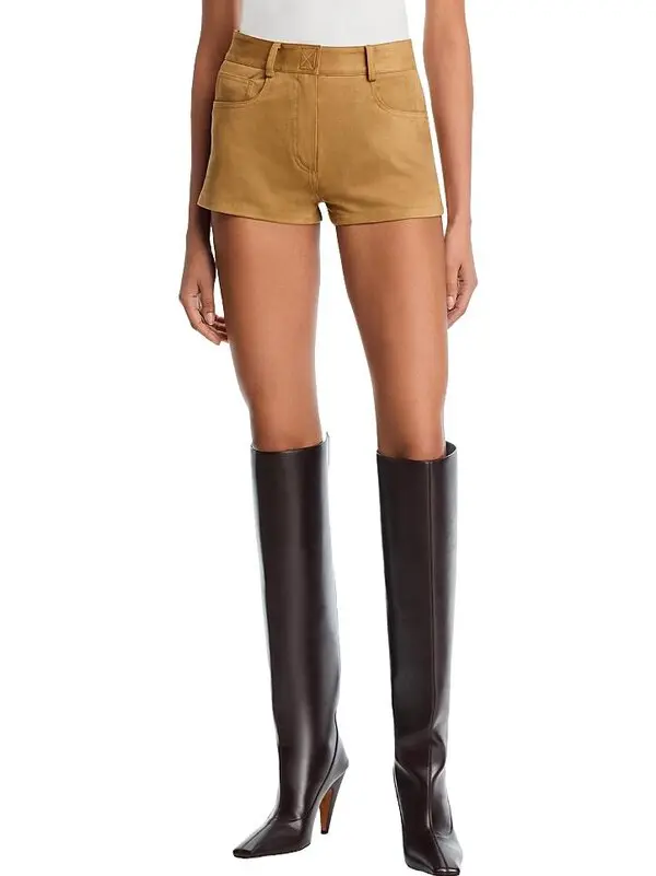 Norma Kamali High Waist Jean Shorts - Camel