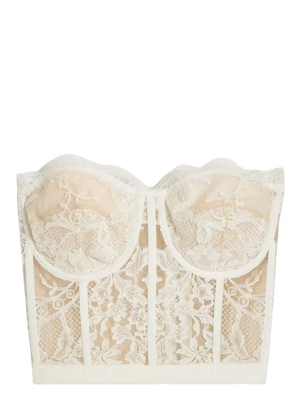 Alexander McQueen Cotton-blend Corded Lace Bustier Top - Cream