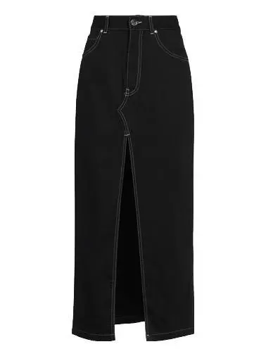 Pinko Denim Flared Skirt With Embroidered Logo - Black