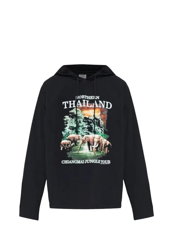 Vetements Printed Thin Hoodie - Black