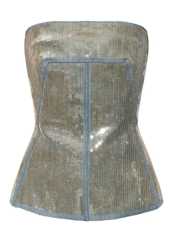 Rick Owens Sequin Embellished Bustier Top - Silver