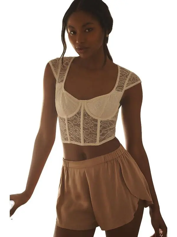 LYREBIRD Lace Corset Pullover Top - Vanilla