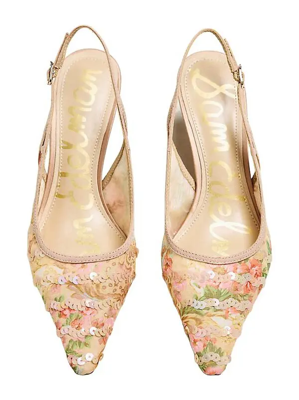 Sam Edelman Bianka Sequin Slingback Heels - Blush Pink