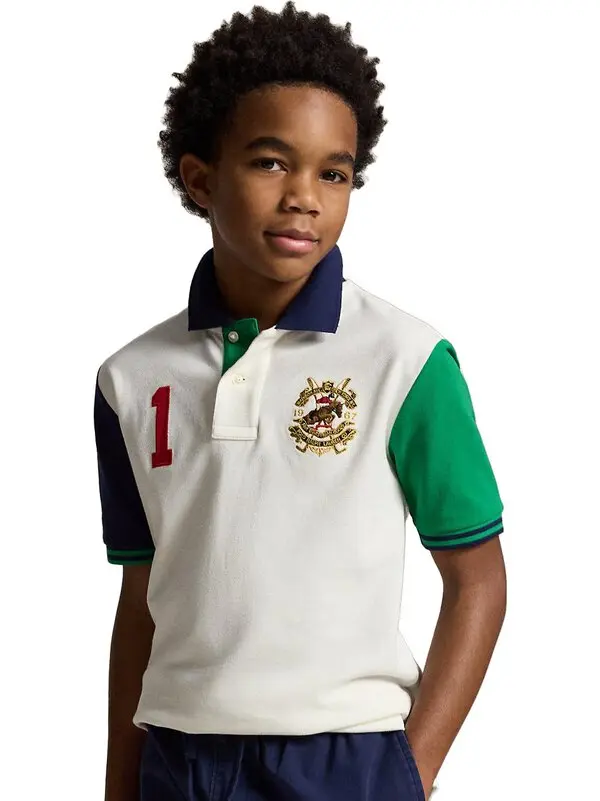 Ralph Lauren Color-blocked Mesh Polo Shirt - Deckwash White Multi