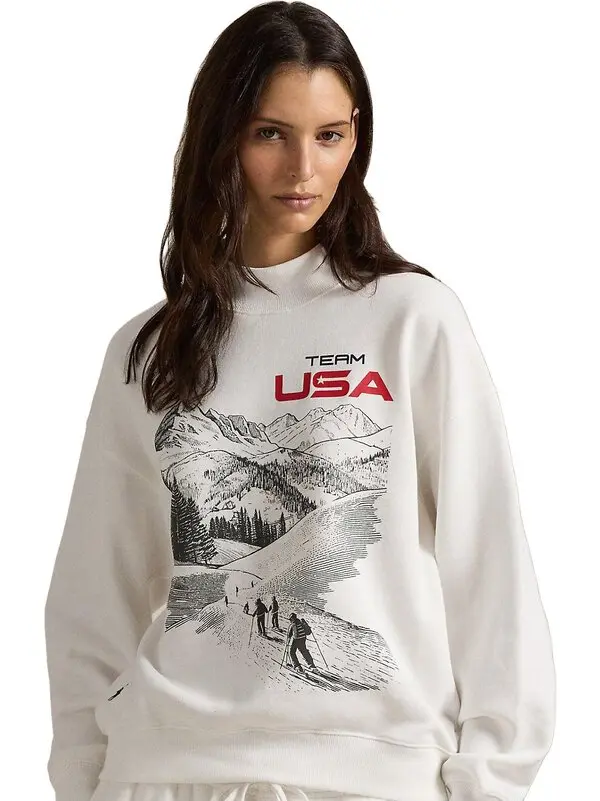 Ralph Lauren Team Usa Graphic Fleece Mockneck - White