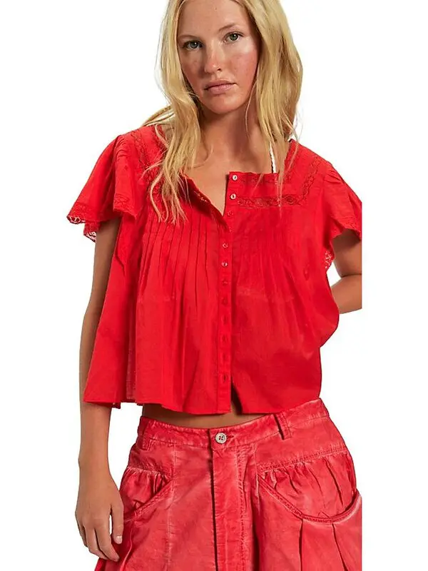 Free People Monica Top - Fiery Red