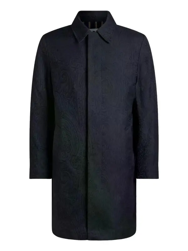 Etro Patterned Jacquard Coat - Blue