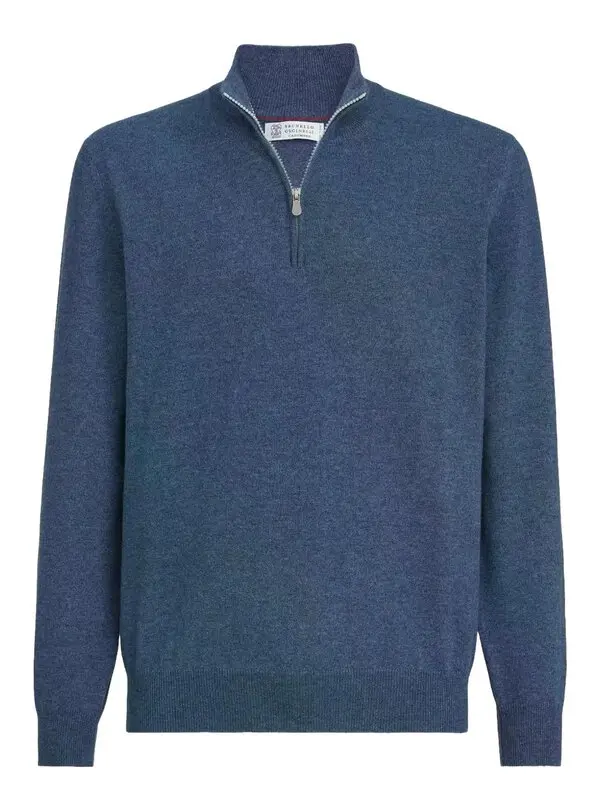 Brunello Cucinelli Half-zip Cashmere Sweater - Blue