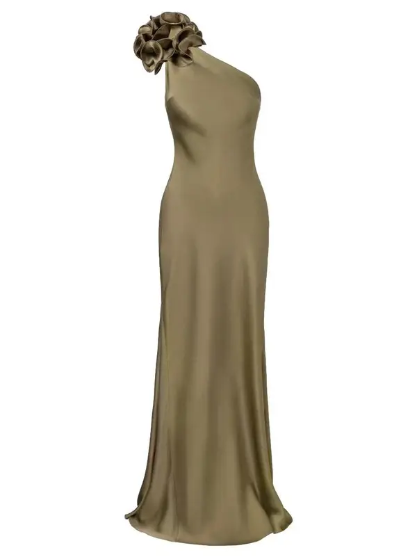 IL VOLO Flower-appliqué One-shoulder Dress - Neutrals