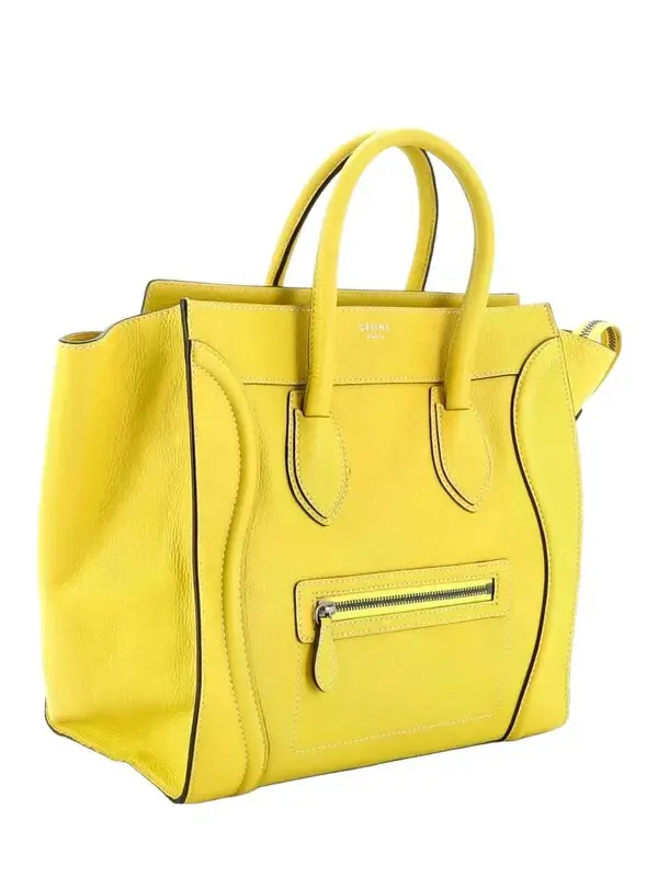 Celine Luggage Bag Grainy Leather Mini Tote Bag - Yellow