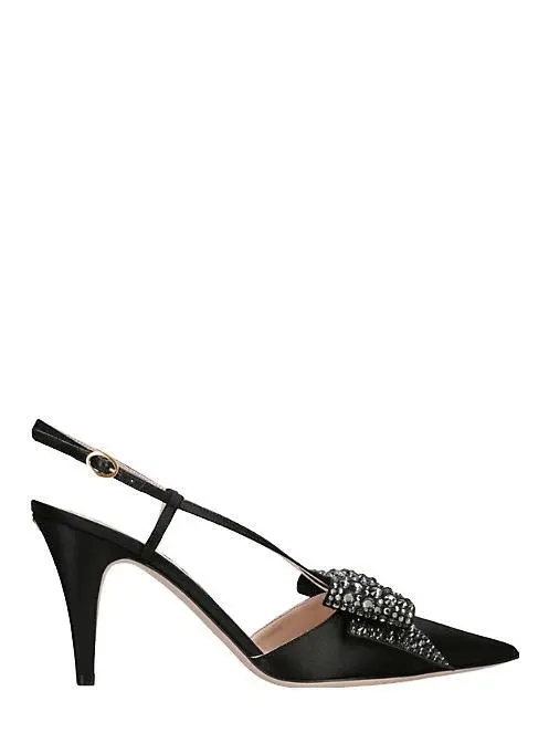 Valentino Garavani Bowow 85 Slingback Leather Pumps - Black