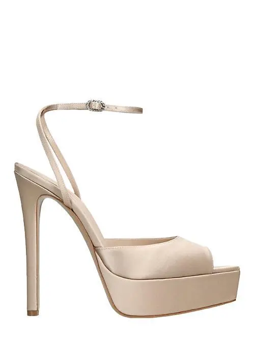 ANDREA WAZEN Loulou 140 Satin Platform Sandals - Champagne