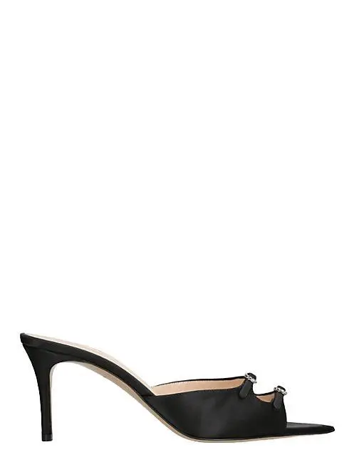 ANDREA WAZEN Carol 75 Satin Heeled Mules - Black