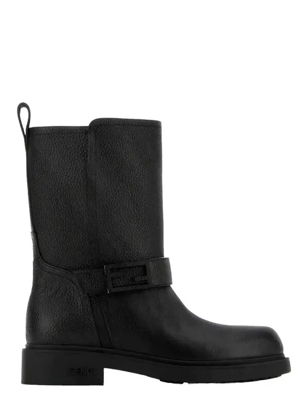 Fendi Leather Buckle Boots - Black