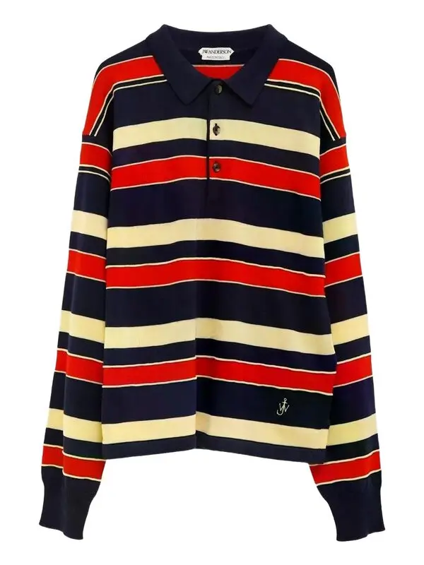 JW Anderson Striped Embroidered Polo Shirt - Blue