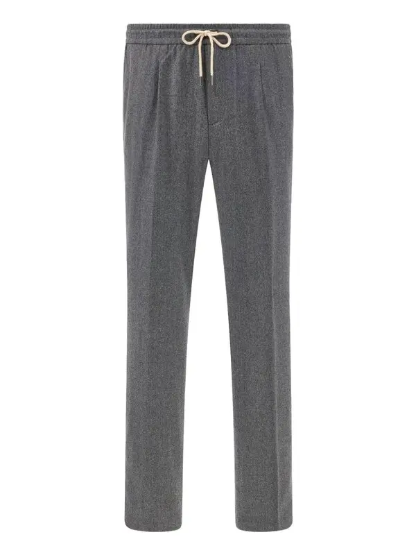 Boggi Milano City Drawstring Flannel Trousers - Grey
