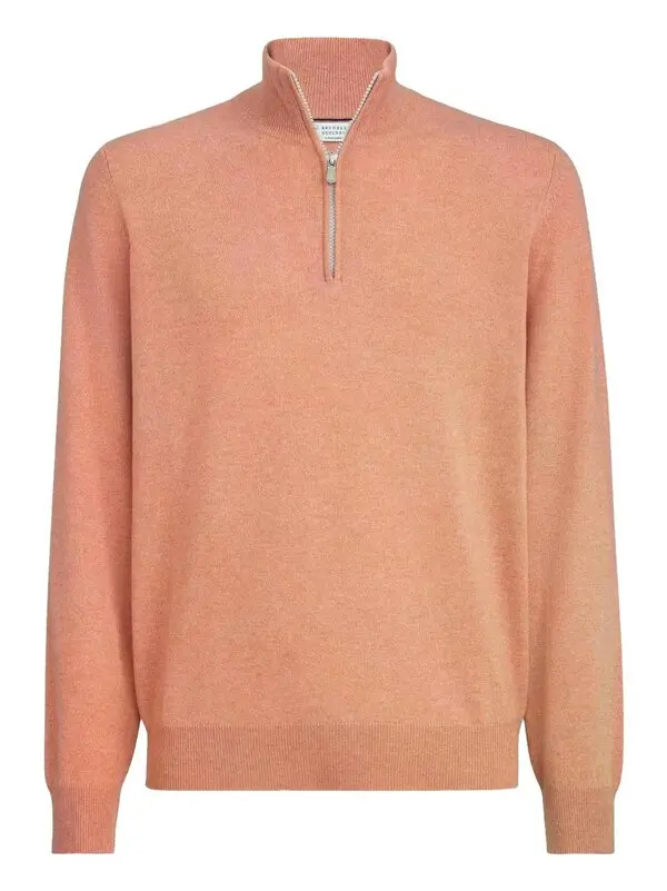 Brunello Cucinelli Half-zip Cashmere Sweater - Orange