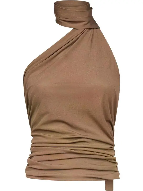 LUDOVIC DE SAINT SERNIN Halter Draped Top - Brown