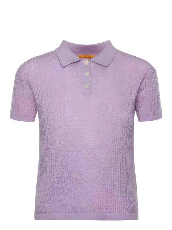 Guest In Residence Shrunken Buttoned Polo Top - Purple