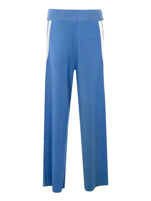 Pinko Blue Elasticated Track Pants With Contrast Panel And Logo Detail - Black