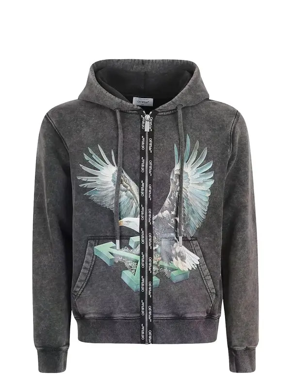 Off-White Graphic Arrow Hooded Sweatshirt - Grey