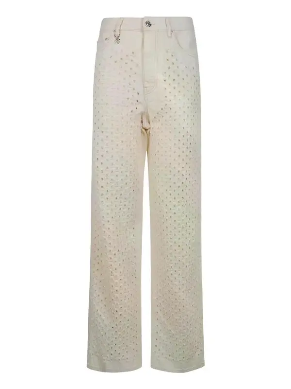 Amiri Laser-cut Wide Leg Denim - Neutrals