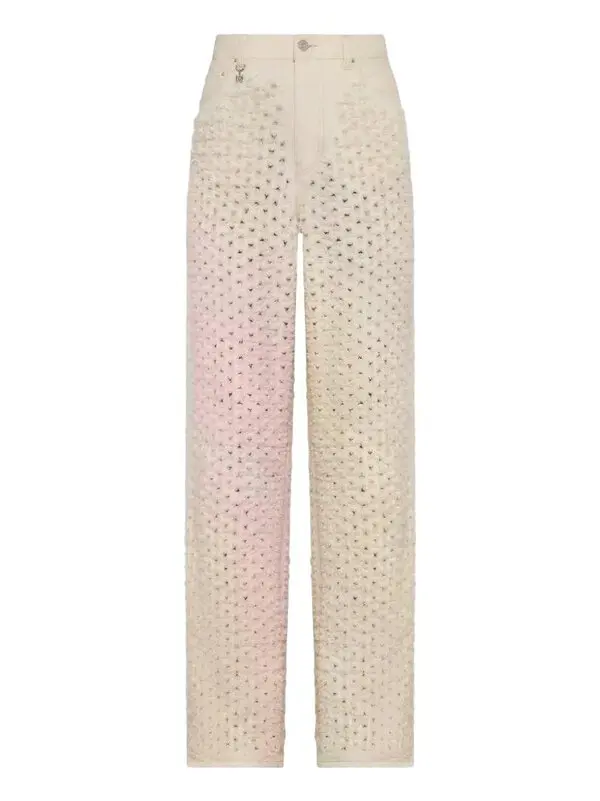Amiri Laser-cut Wide Leg Denim - Neutrals