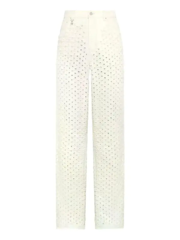 Amiri Laser-cut Wide Leg Denim - Neutrals