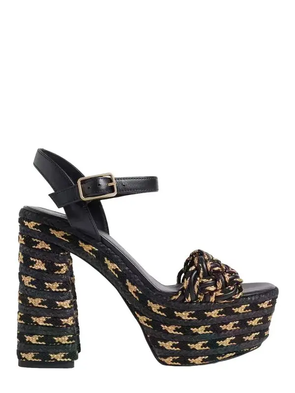 CastaÑer Anne Woven Platform Sandals - Black