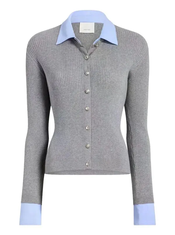 Cinq À Sept Ribbed Buttoned Cardigan - Grey
