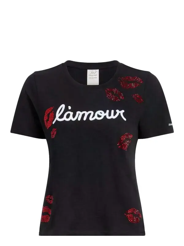 Cinq À Sept Lips Motif T-shirt - Black