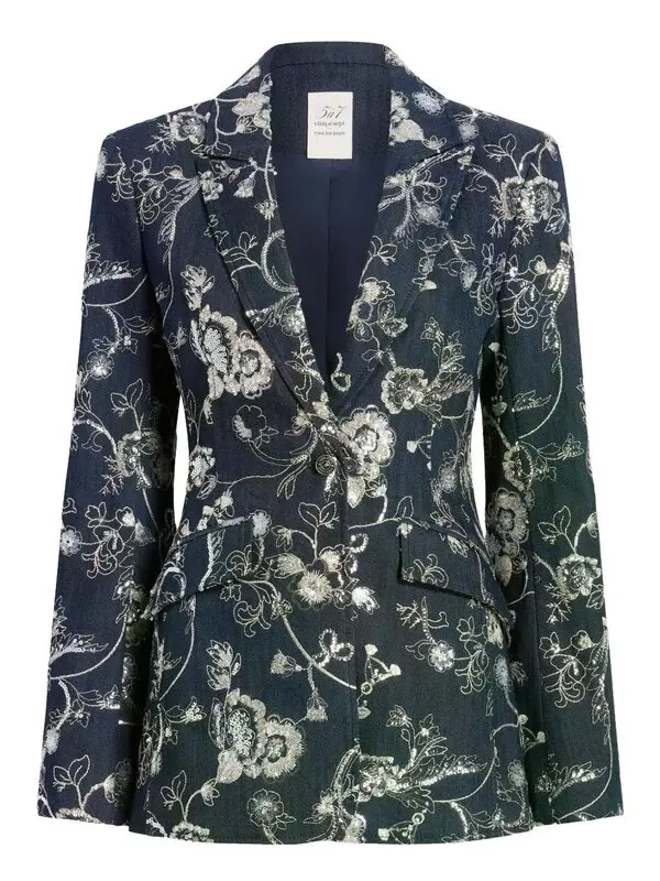 Cinq À Sept Cheyenne Embroidered Blazer - Blue