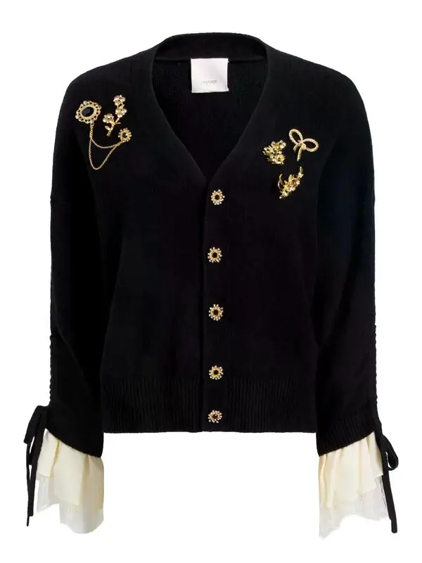 Cinq À Sept Atlas Brooches Cardigan - Black