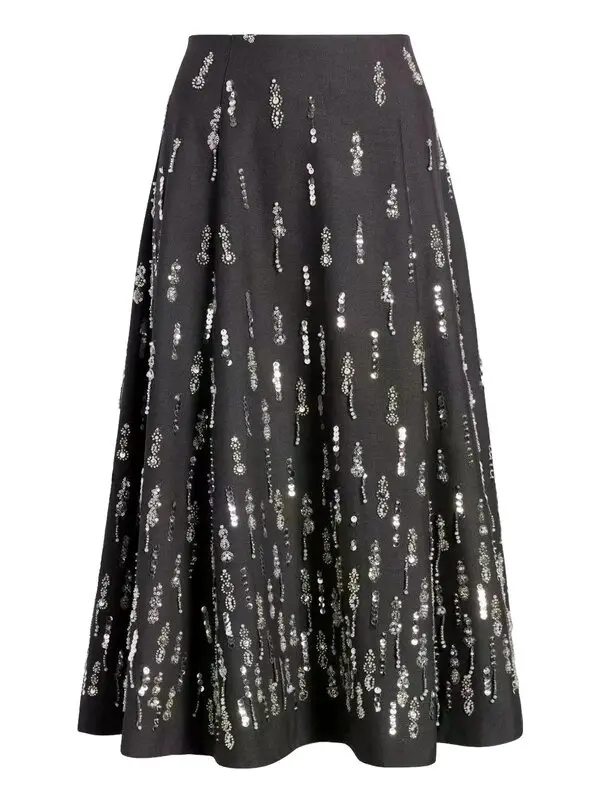 Cinq À Sept Selene Embellished Midi Skirt - Grey