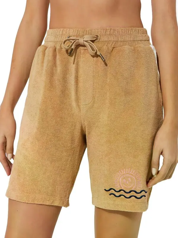 SEROYA Printed Drawstring Shorts - Neutrals