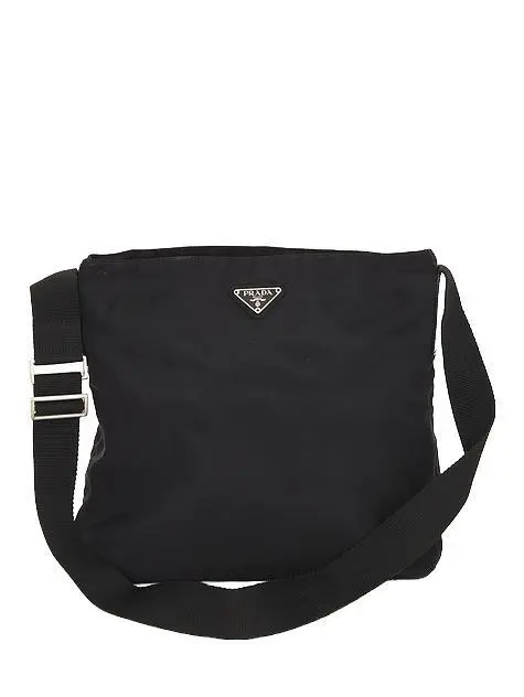 FWRD RENEW Prada Tessuto Flat Messenger Bag - Black