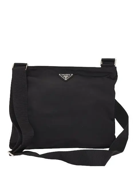 FWRD RENEW Prada Tessuto Flat Messenger Bag - Black