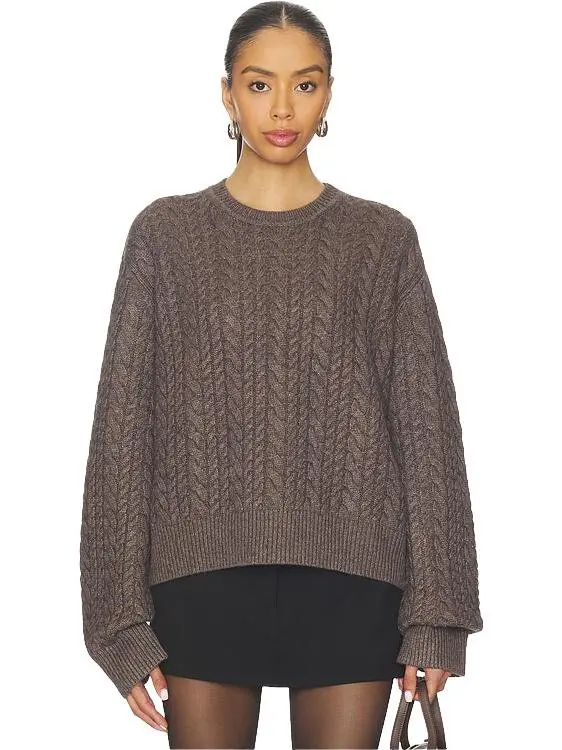 EAVES Laci Cable Crewneck - Hickory