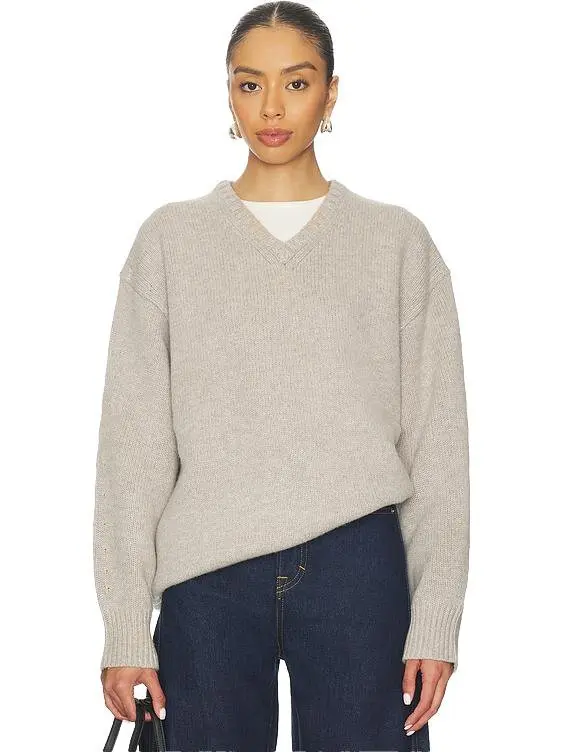 EAVES Zelia V-neck Sweater - Oatmeal