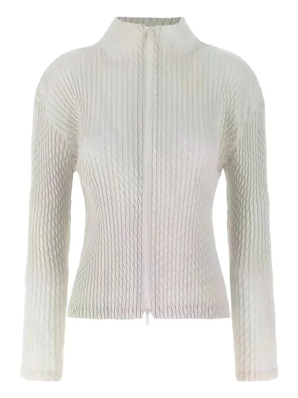 Issey Miyake High-neck Cardigan - White