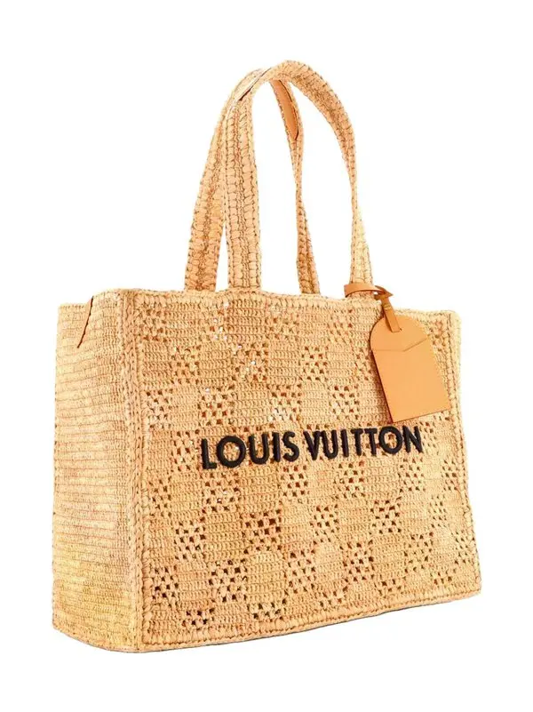 LOUIS VUITTON Summer Shopper Embroidered Raffia Mm Tote Bag - Neutrals