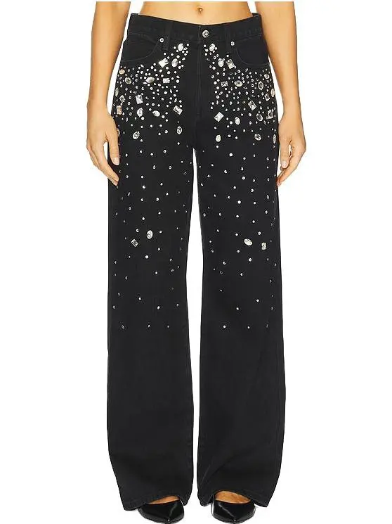 Joe's Jeans The Harlowe Stone Embellished Wide Leg Jeans - Constellation