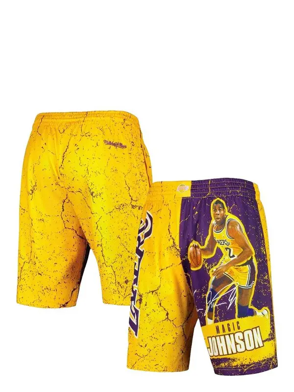 Mitchell & Ness Magic Johnson Los Angeles Lakers Hardwood Classics Shorts - Yellow