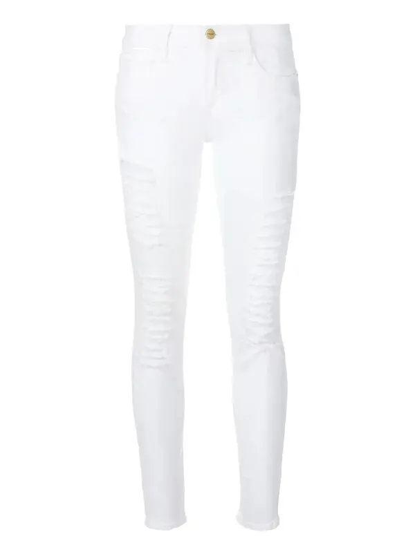 FRAME Ripped Skinny Jeans - White